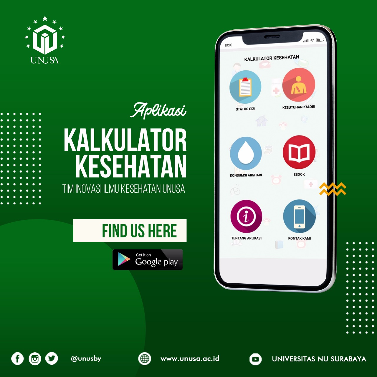 Aplikasi kalkulator kesehatan by Unusa - UNUSA