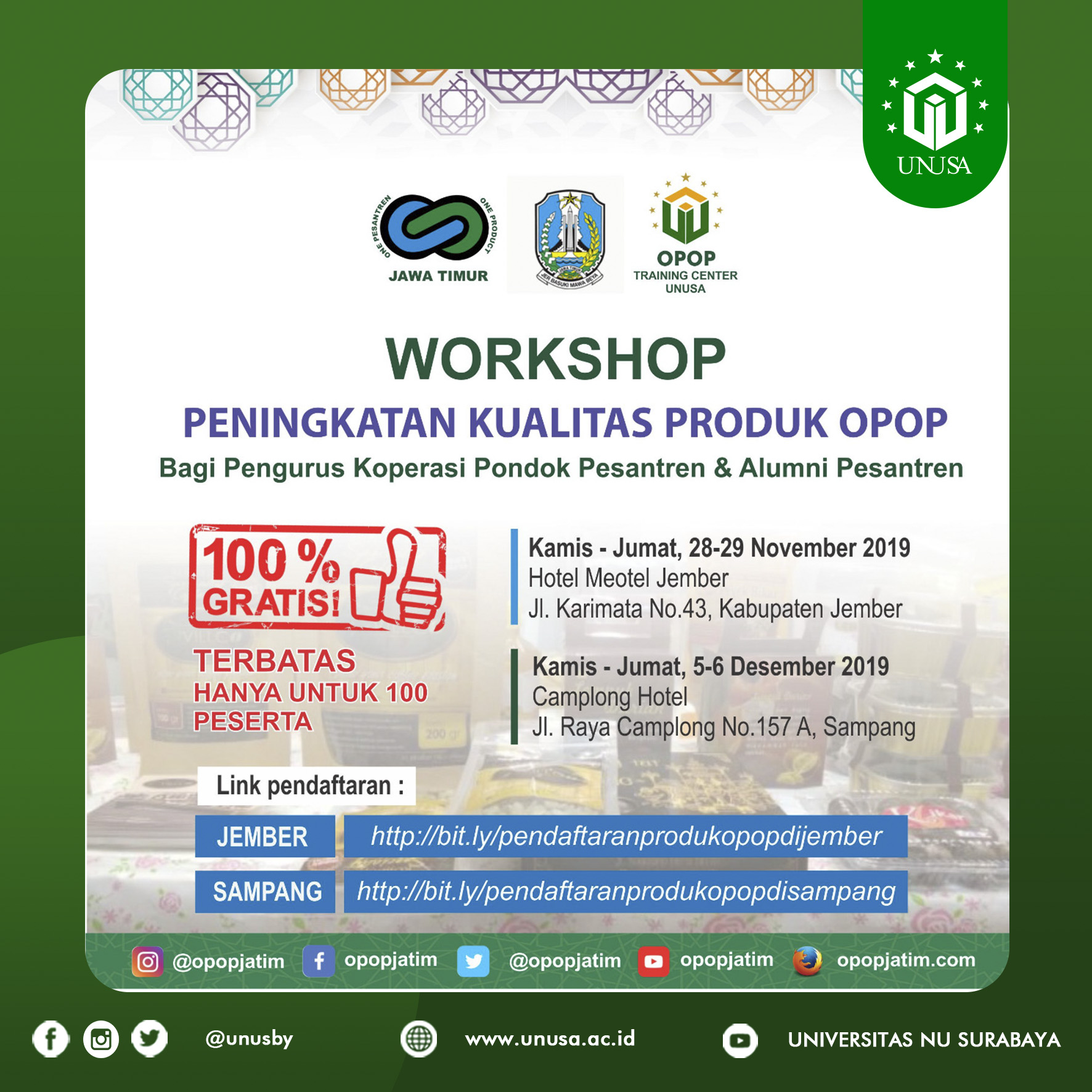 Workshop Peningkatan Kualitas Produk OPOP - UNUSA